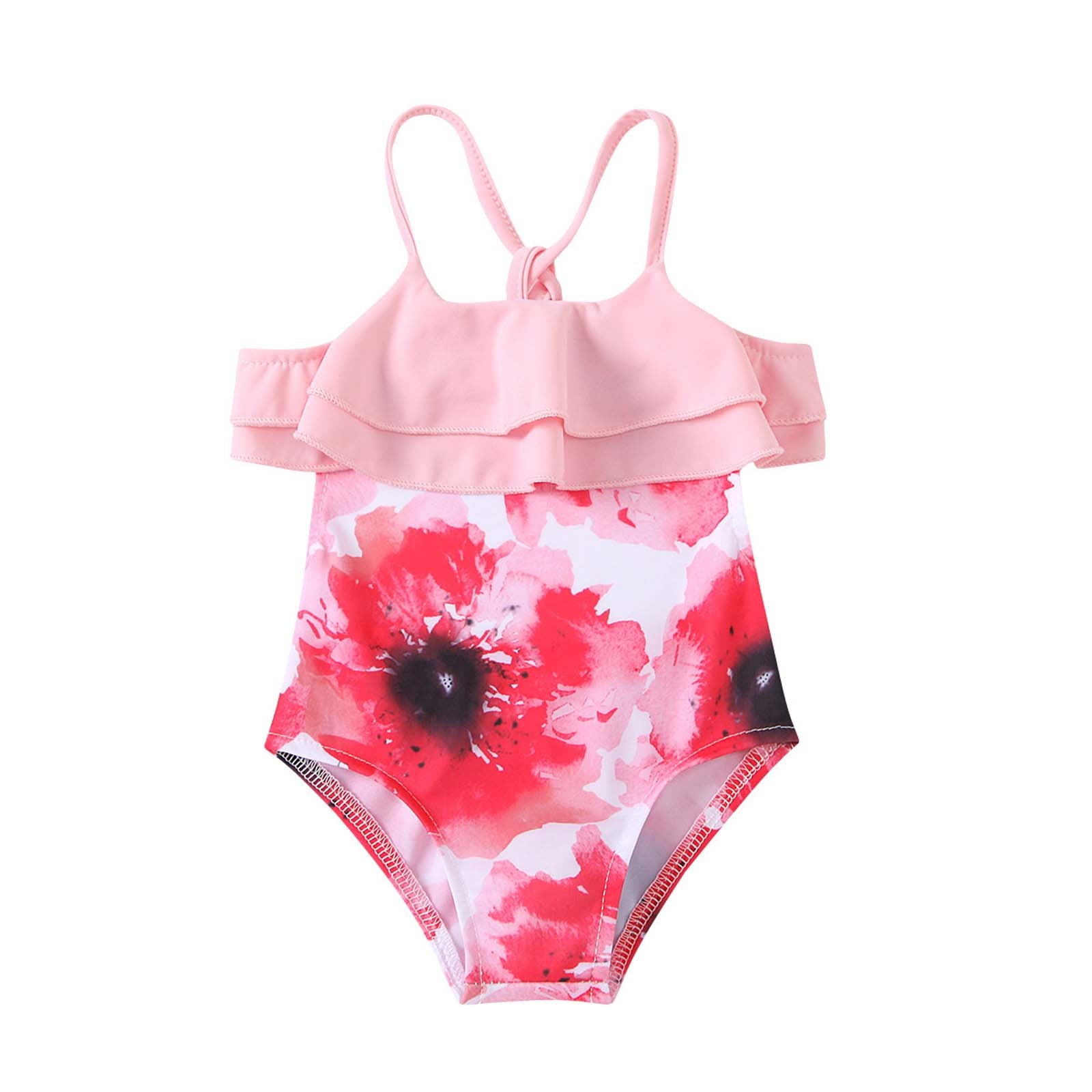 Jamsmile Toddler Girls Swimsuits Quik Dry Striped Ruffles Floral ...