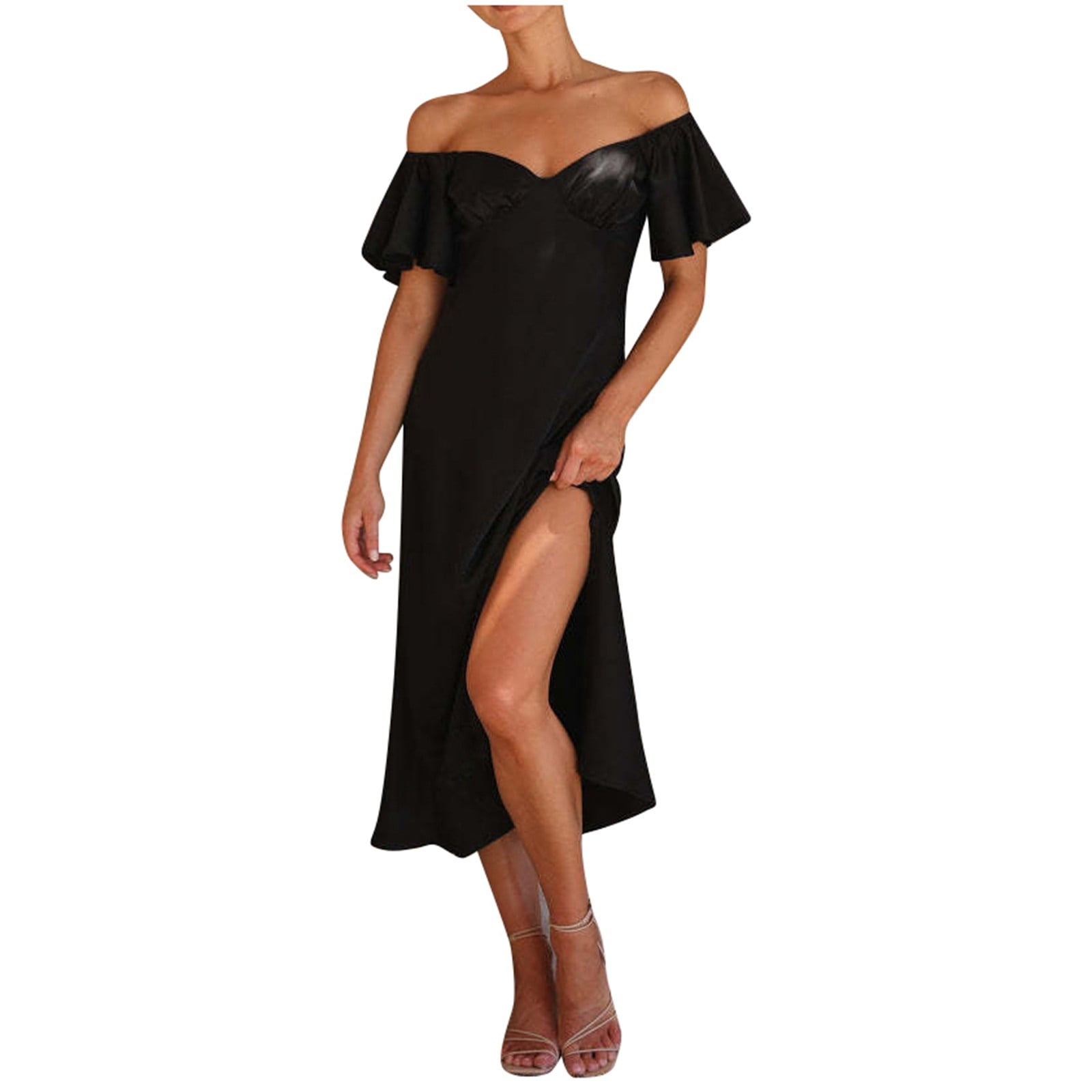 Jamsmile Womens Dress Summer Short Sleeve Off Shoulder V Neck Backless ...