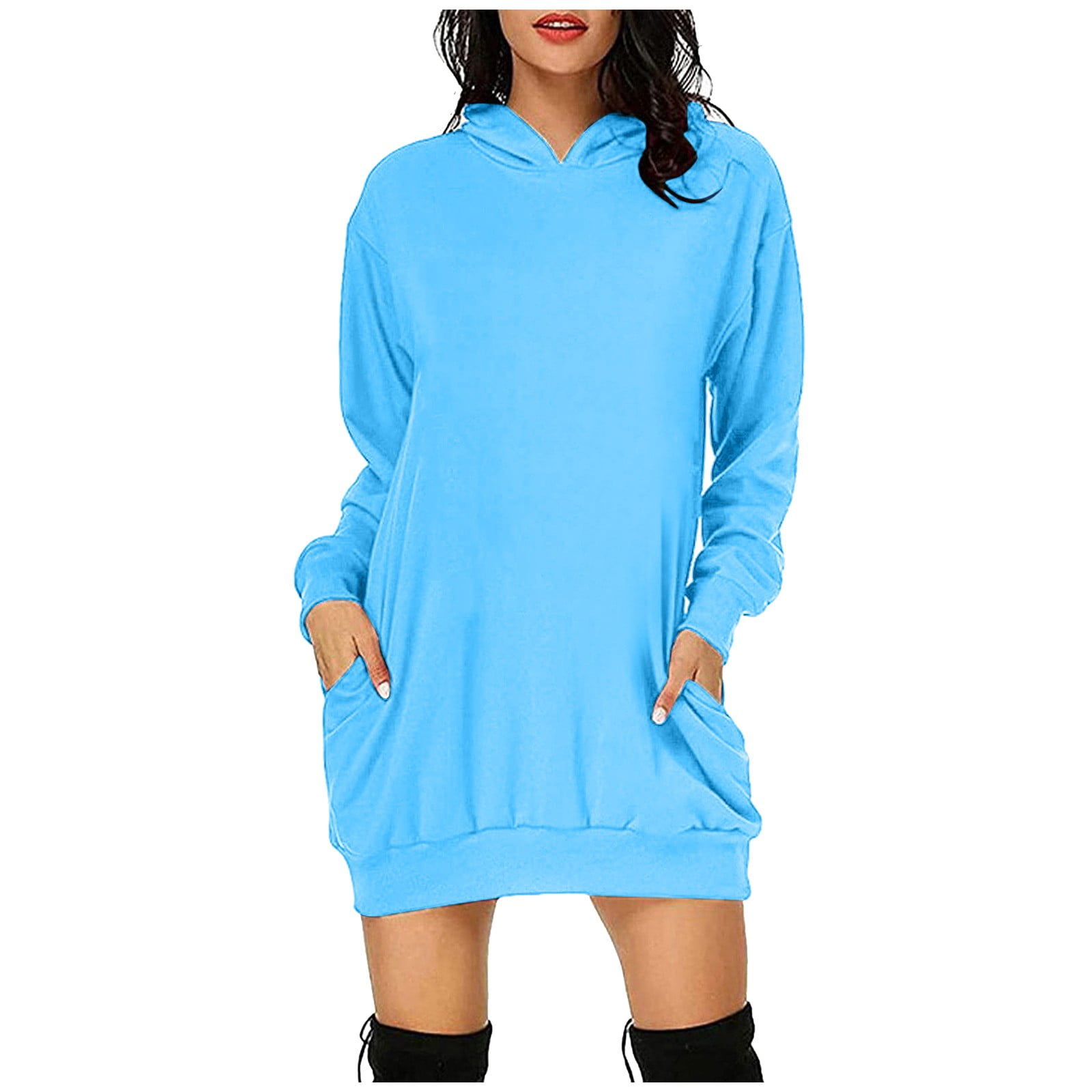 Jamsmile Womens Hoodies Dress Casual Comfort Long Sleeve Long Hoodie ...