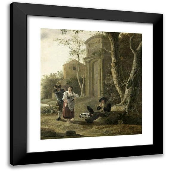 Jan Baptist Wolfaerts 12x13 Black Modern Framed Museum Art Print Titled - The Piper (1646 ...