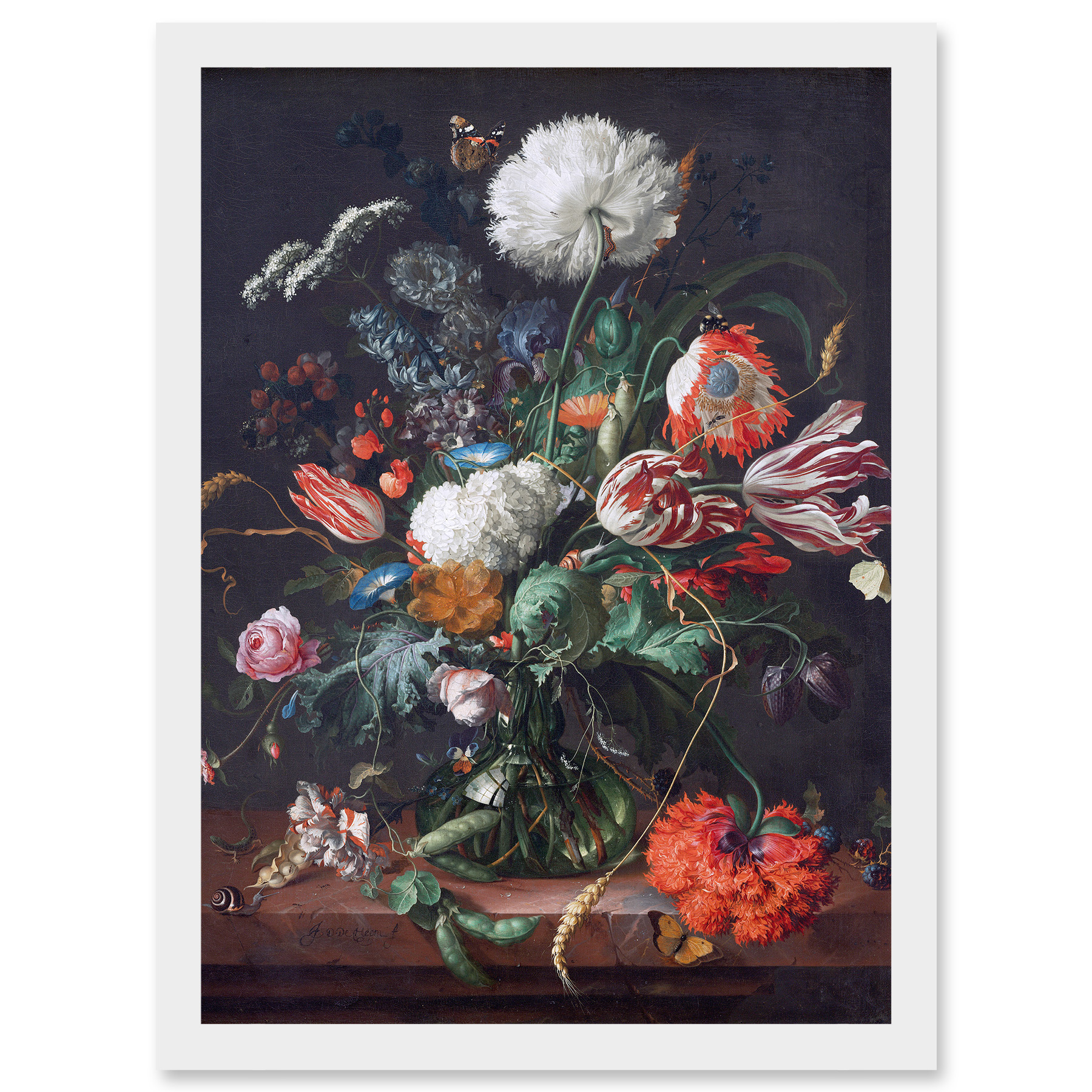 Jan Davidsz De Heem Vase Of Flowers Floral Artwork Framed Wall Art ...