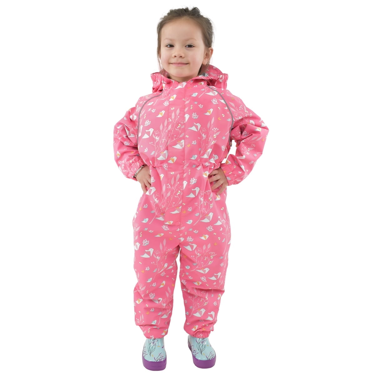 Jan & Jul Kids' Waterproof Rain-Suit for Girls One-Piece Coverall (Puddle-Dry: Origami, 6 Years ...