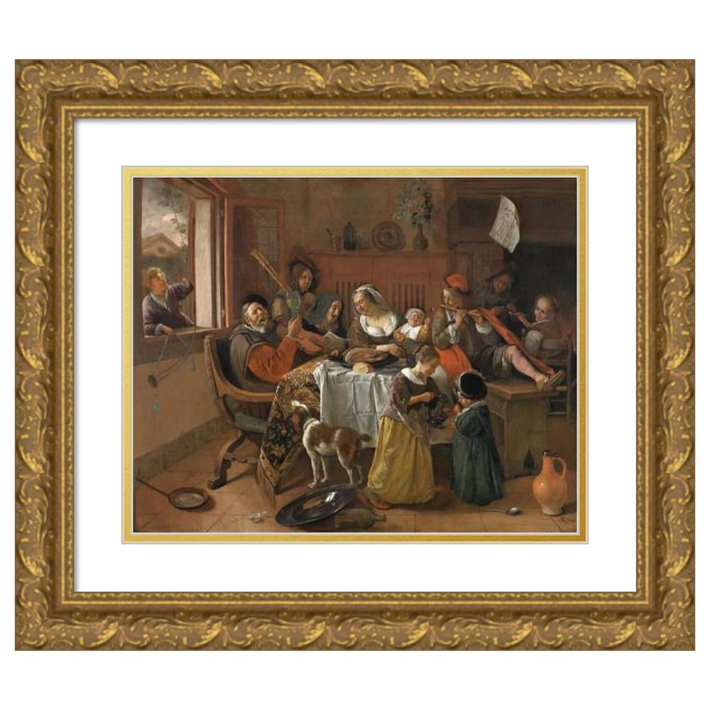 Jan Steen 18x15 Gold Ornate Wood Frame and Double Matted Museum Art ...