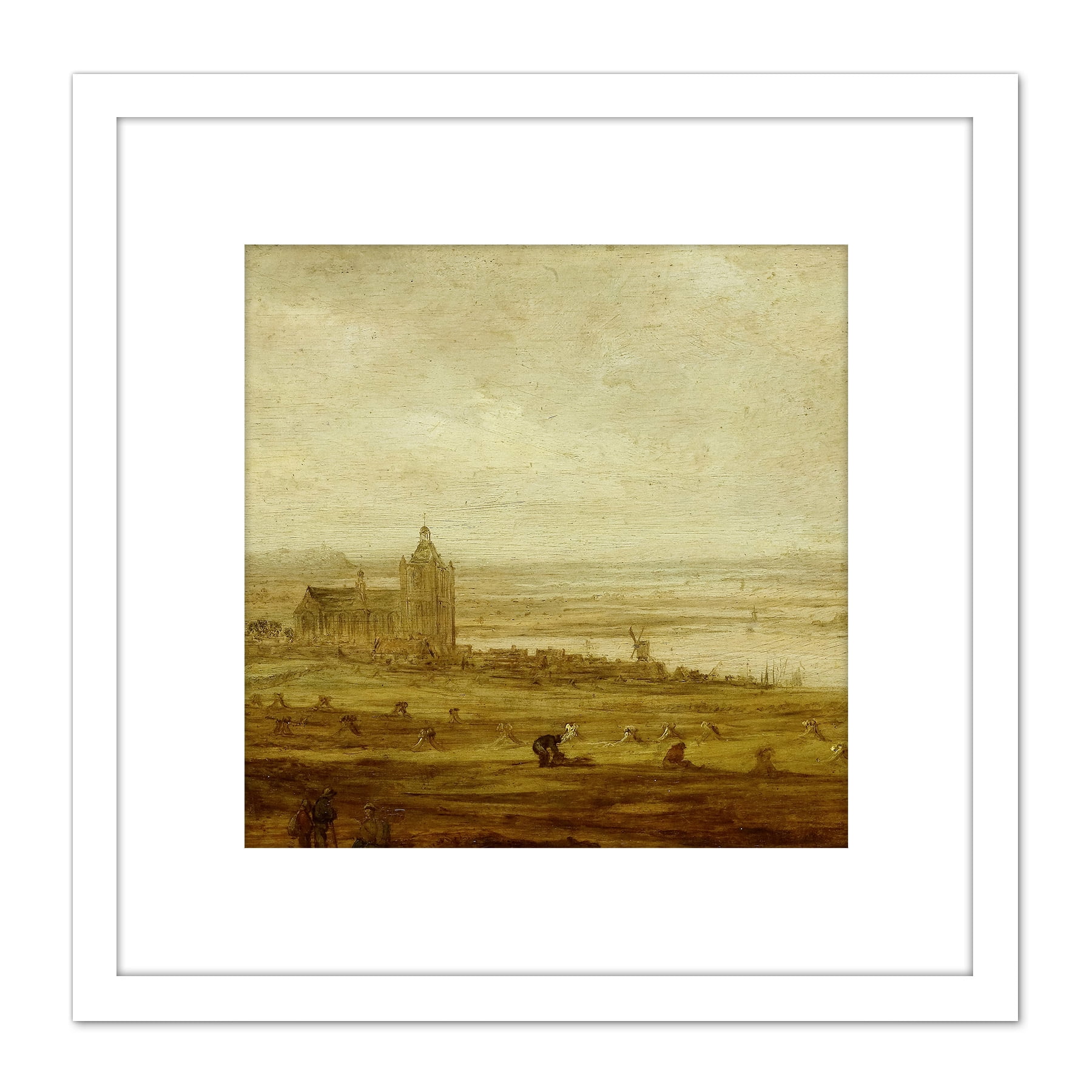 Jan Van Goyen View Of Arnhem Church Painting 8X8 Inch Square Wooden ...