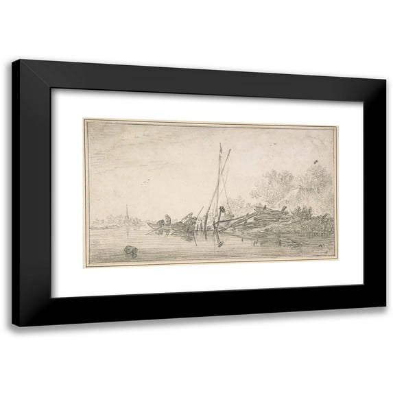 Jan van Goyen 18x12 Black Modern Framed Museum Art Print Titled - River ...