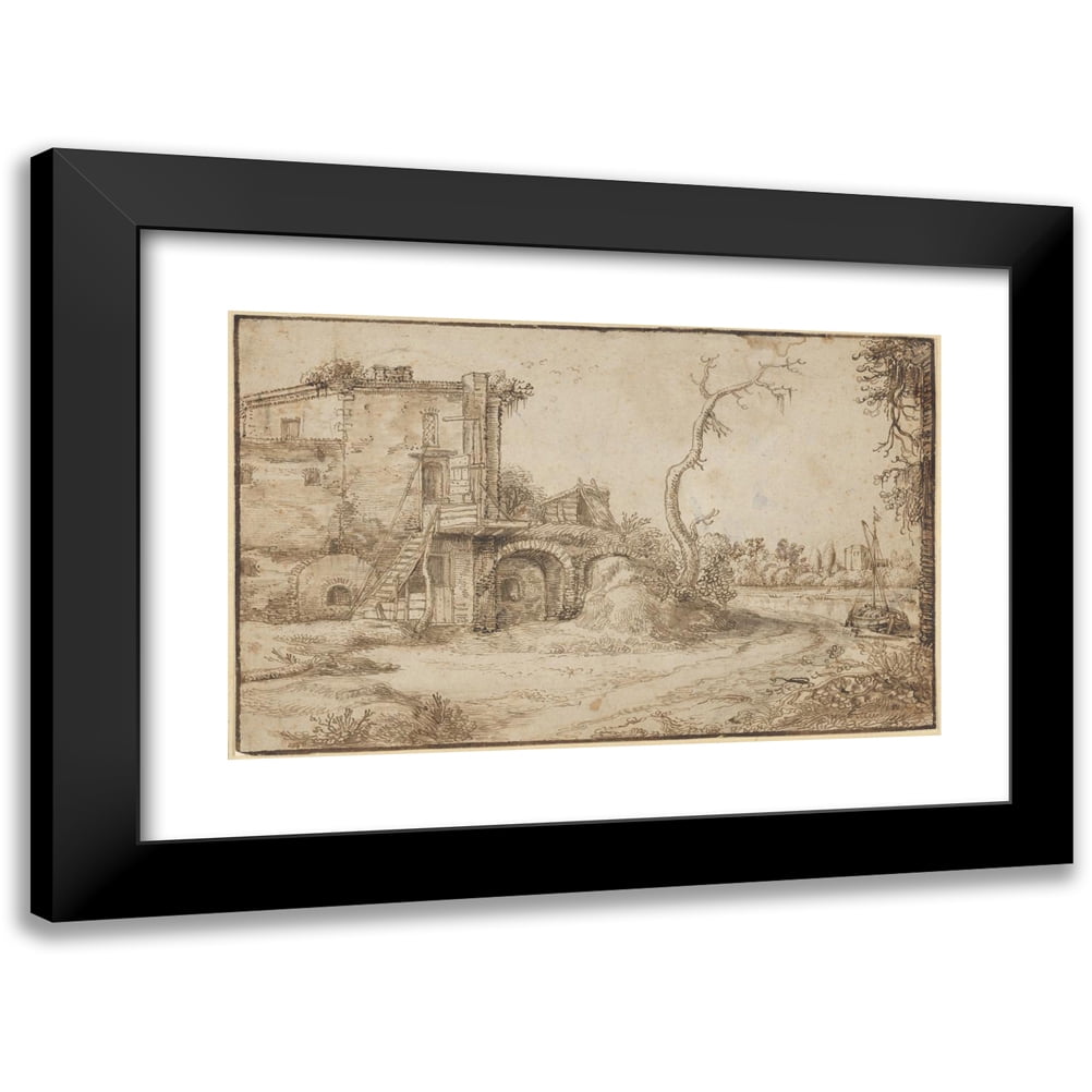 Jan van de Velde II 18x13 Black Modern Framed Museum Art Print Titled - An Inhabited Ruin on the ...
