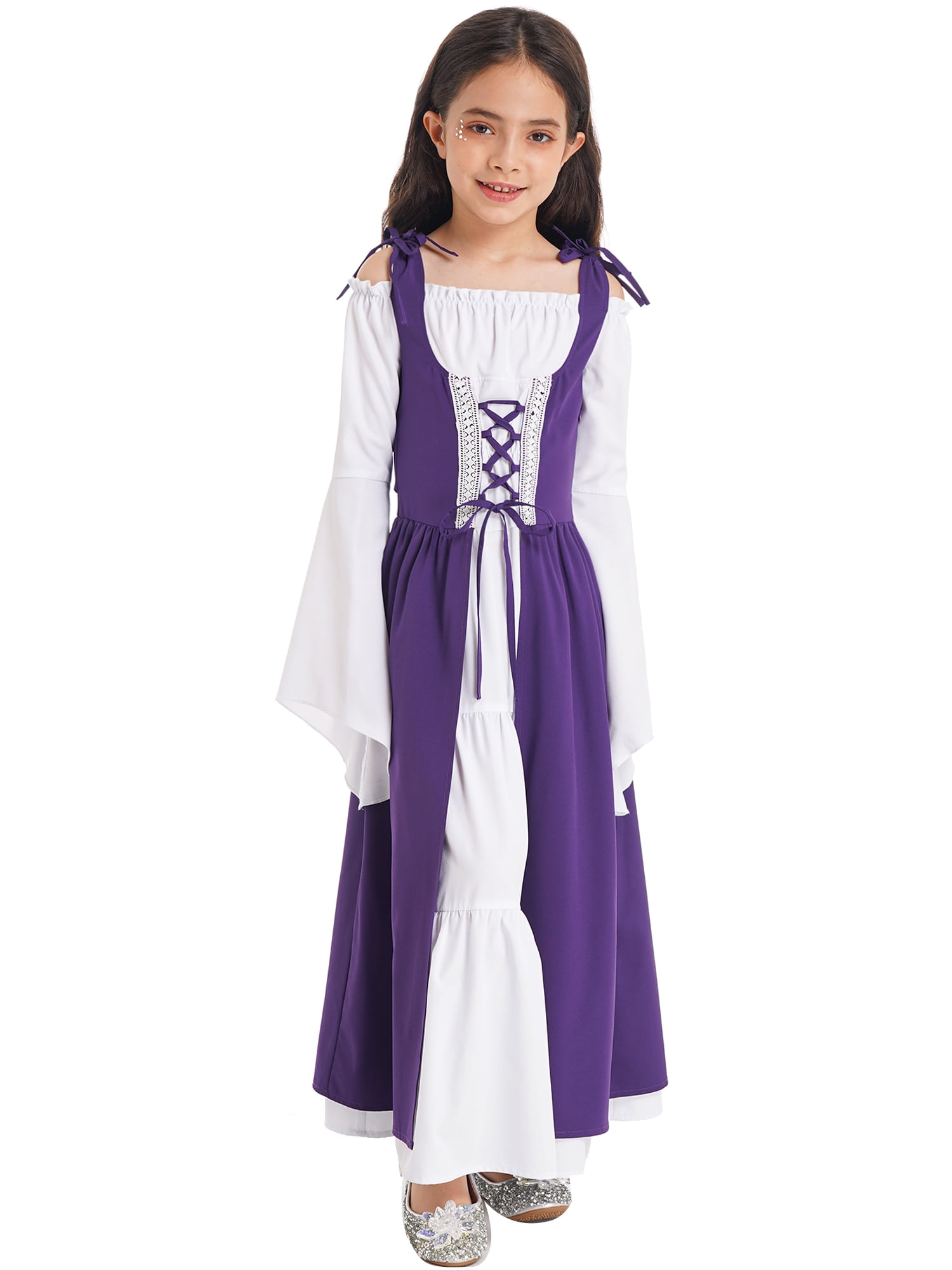JanJean Big Girls Renaissance Princess Costume Medieval Ball Gown Off ...