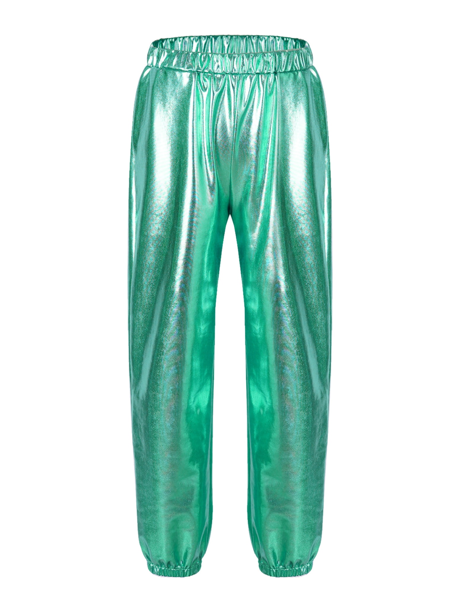 JanJean Girl's Jazz Hip Hip Pants Metallic Elastic Waist Jogger Pants ...