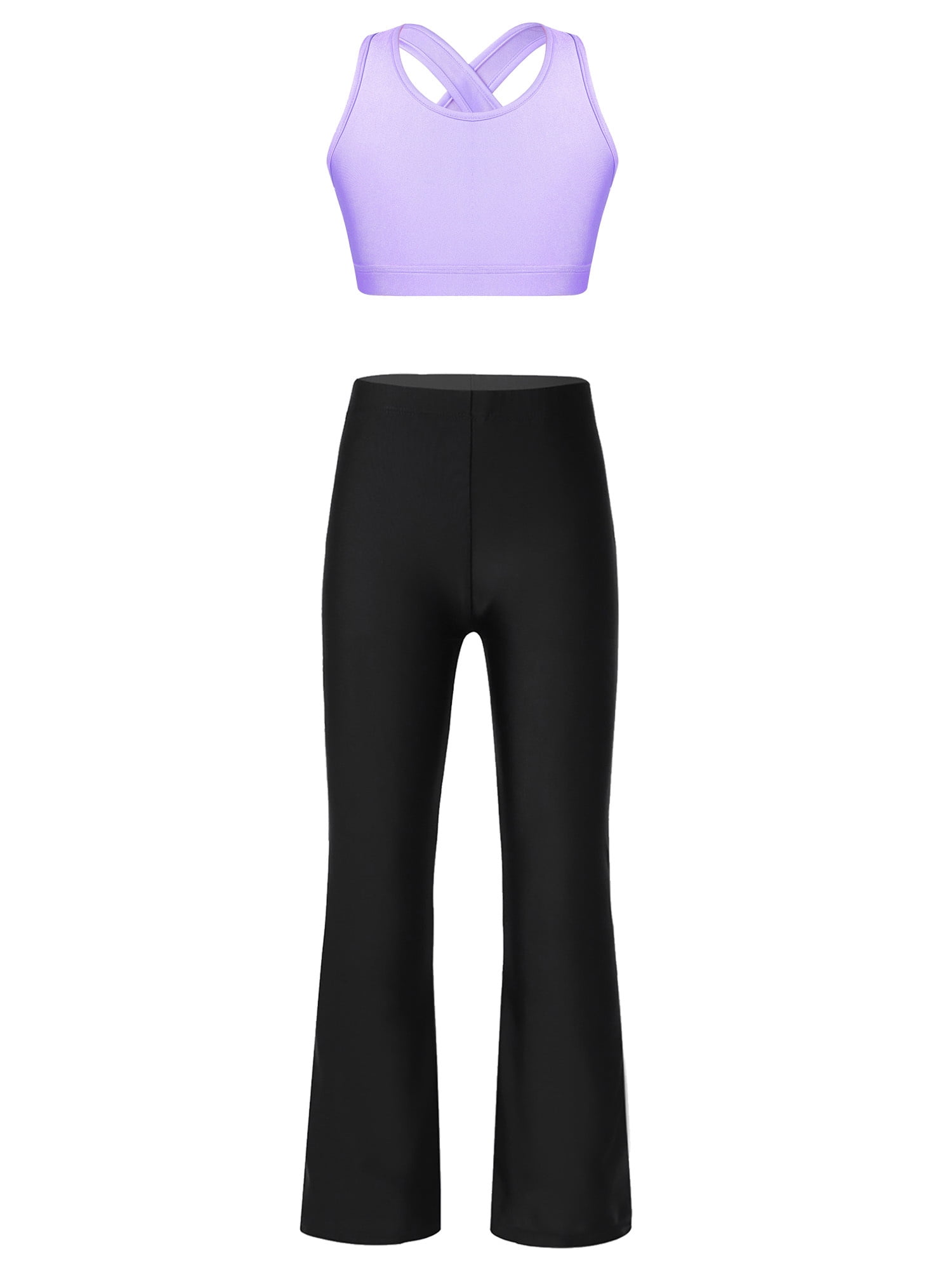 JanJean Girls Athletic 2 Piece Outfits Crop Tank Tops with Flare ...