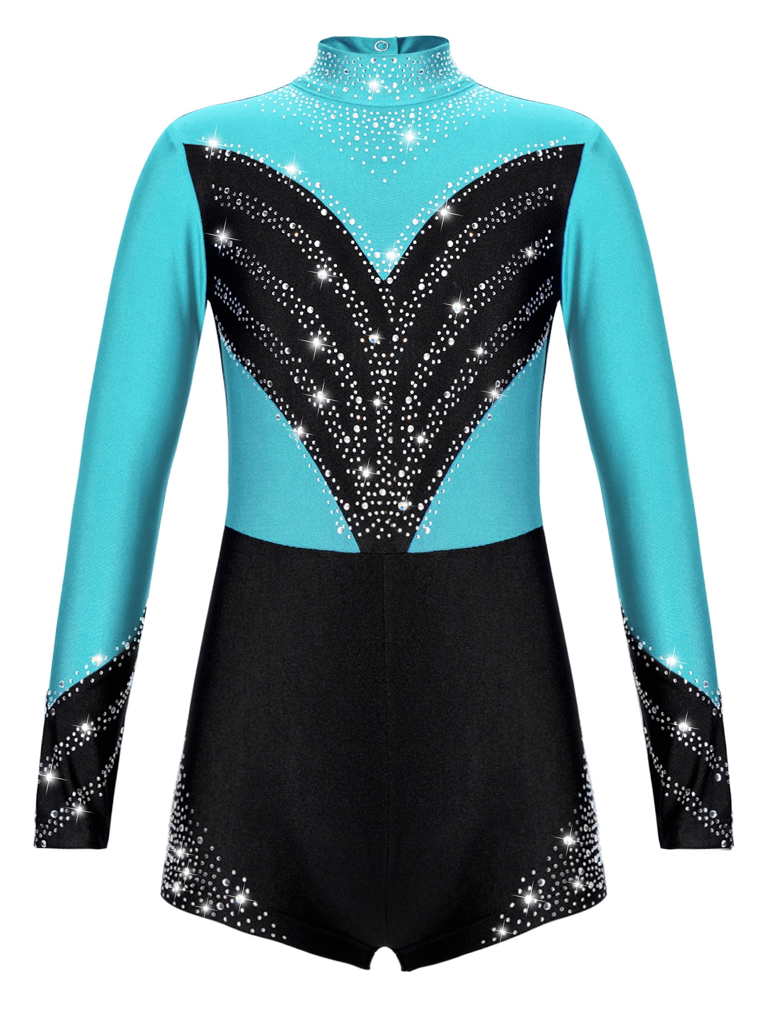 JanJean Girls Kids Sequined Long Sleeve Gymnastics Leotards with Shorts ...