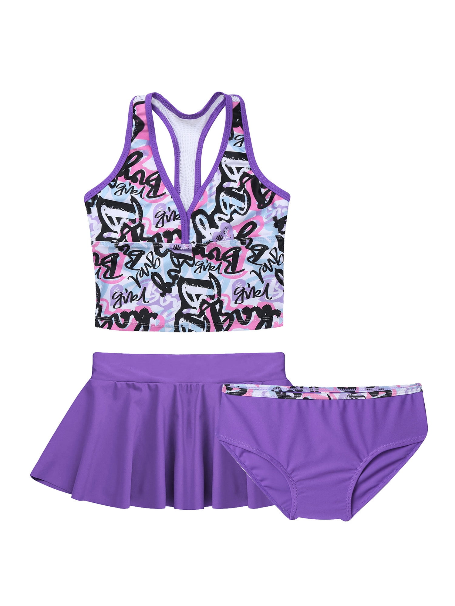 JanJean Kids Girls 3 Piece Swimsuit Quick Dry Tankini Set Bathing Suit ...