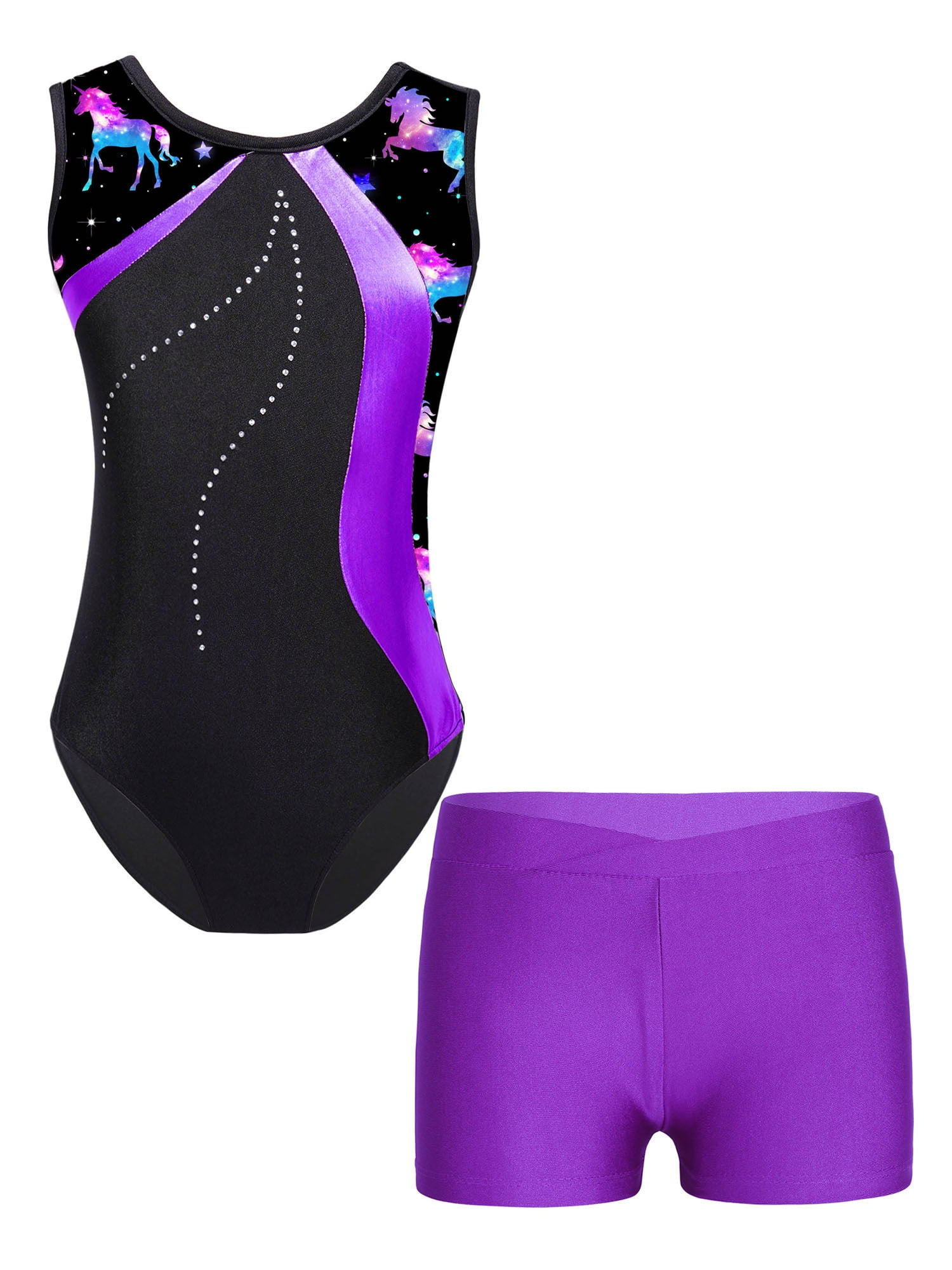 JanJean Kids Girls Gymnastics Leotard Dance Outfits Sleeveless Tumbling ...