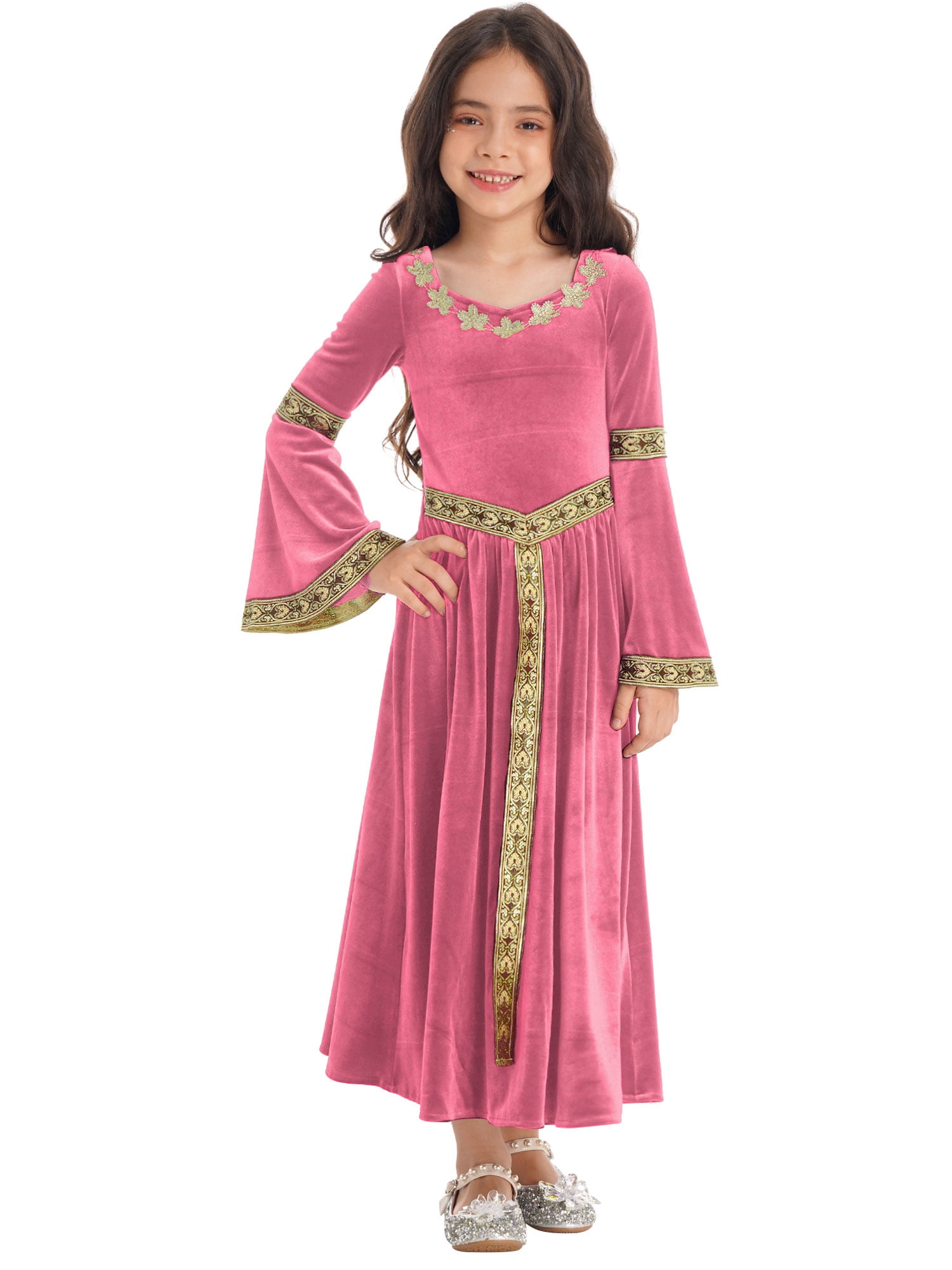 JanJean Kids Girls Medieval Princess Dress Renaissance Vintage Maxi ...