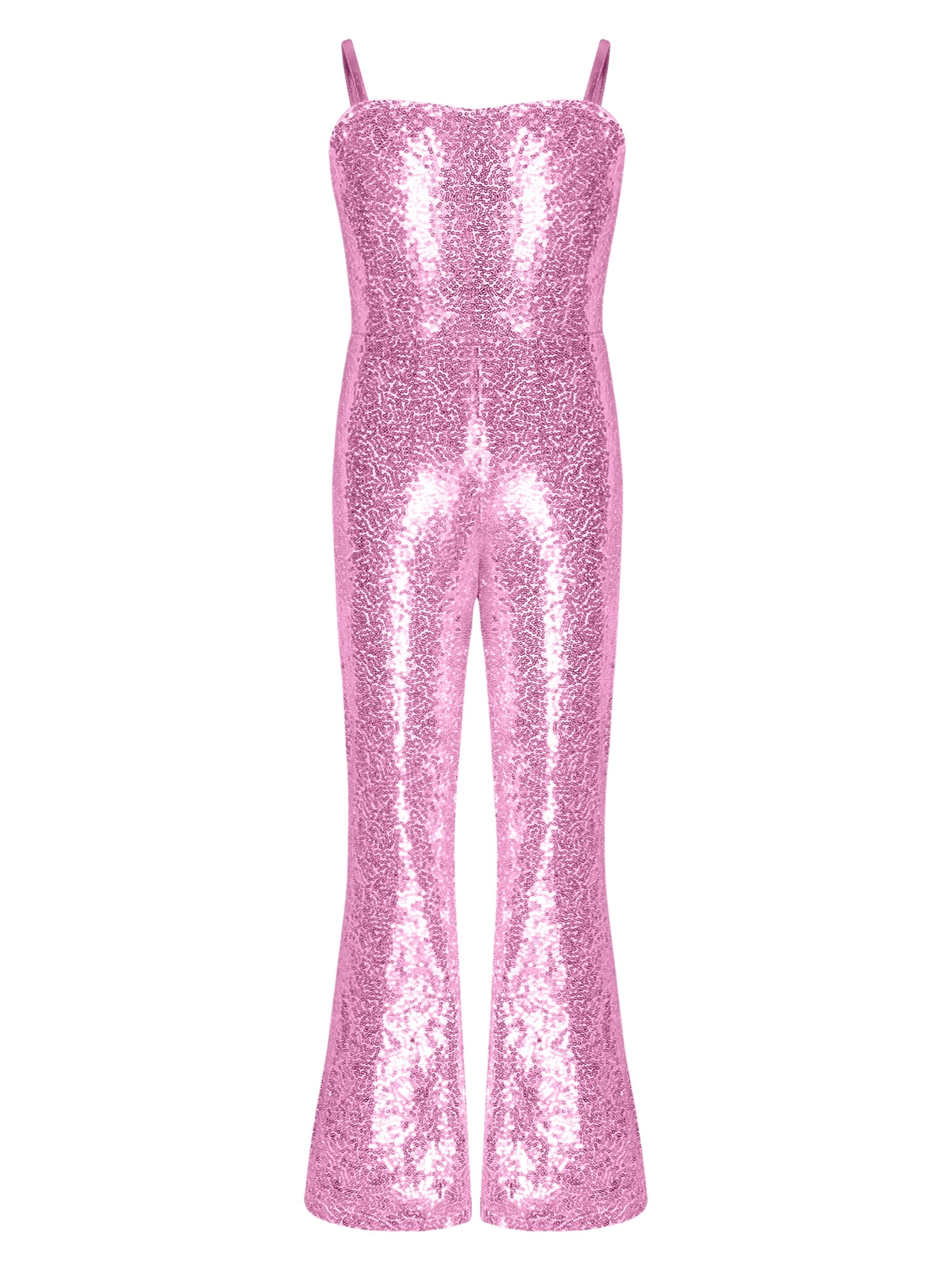 JanJean Kids Girls Spaghetti Straps Sequins Bell Overall Jumpsuits for ...