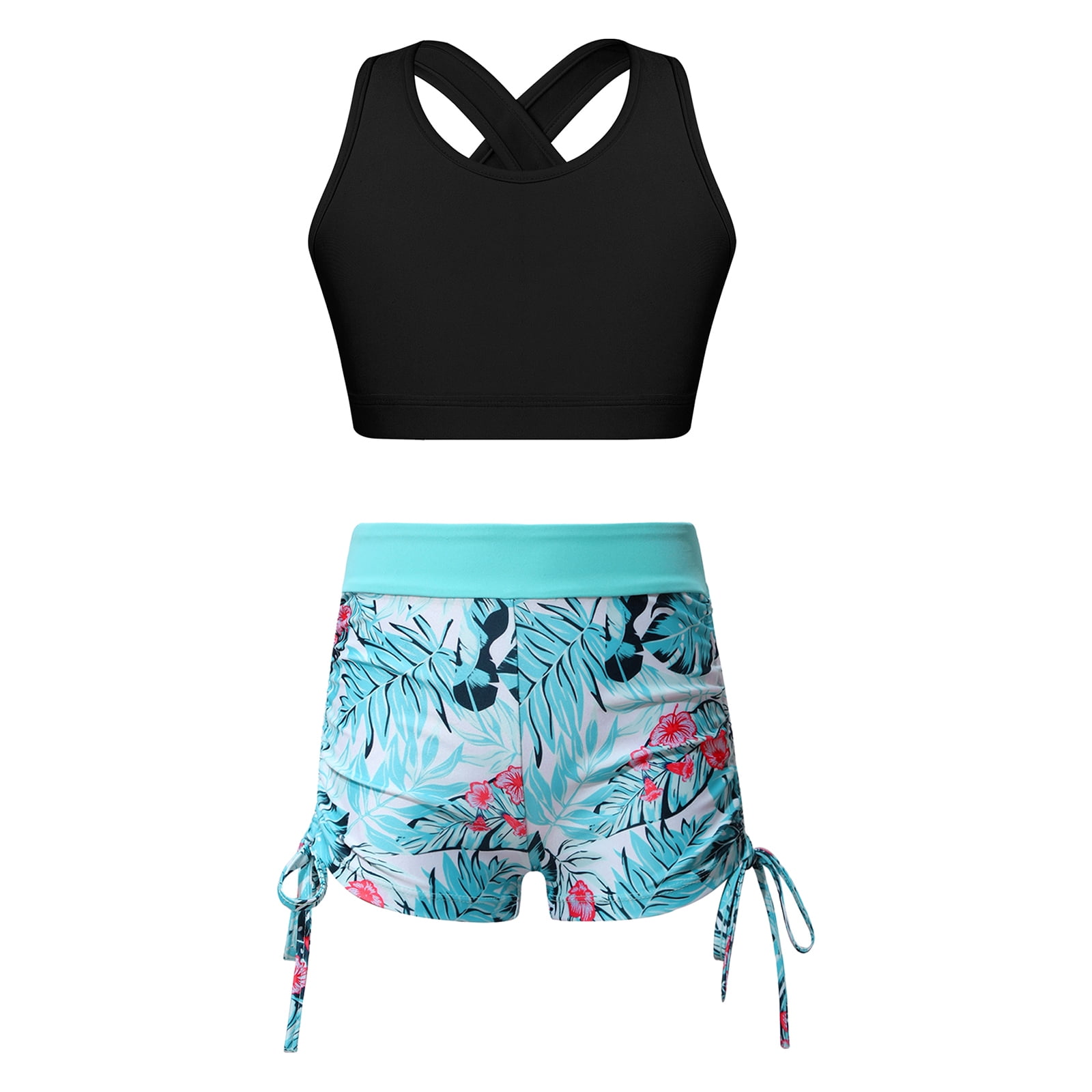 JanJean Kids Girls Two Piece Gymnastic Dancing Set Criss Cross Back ...