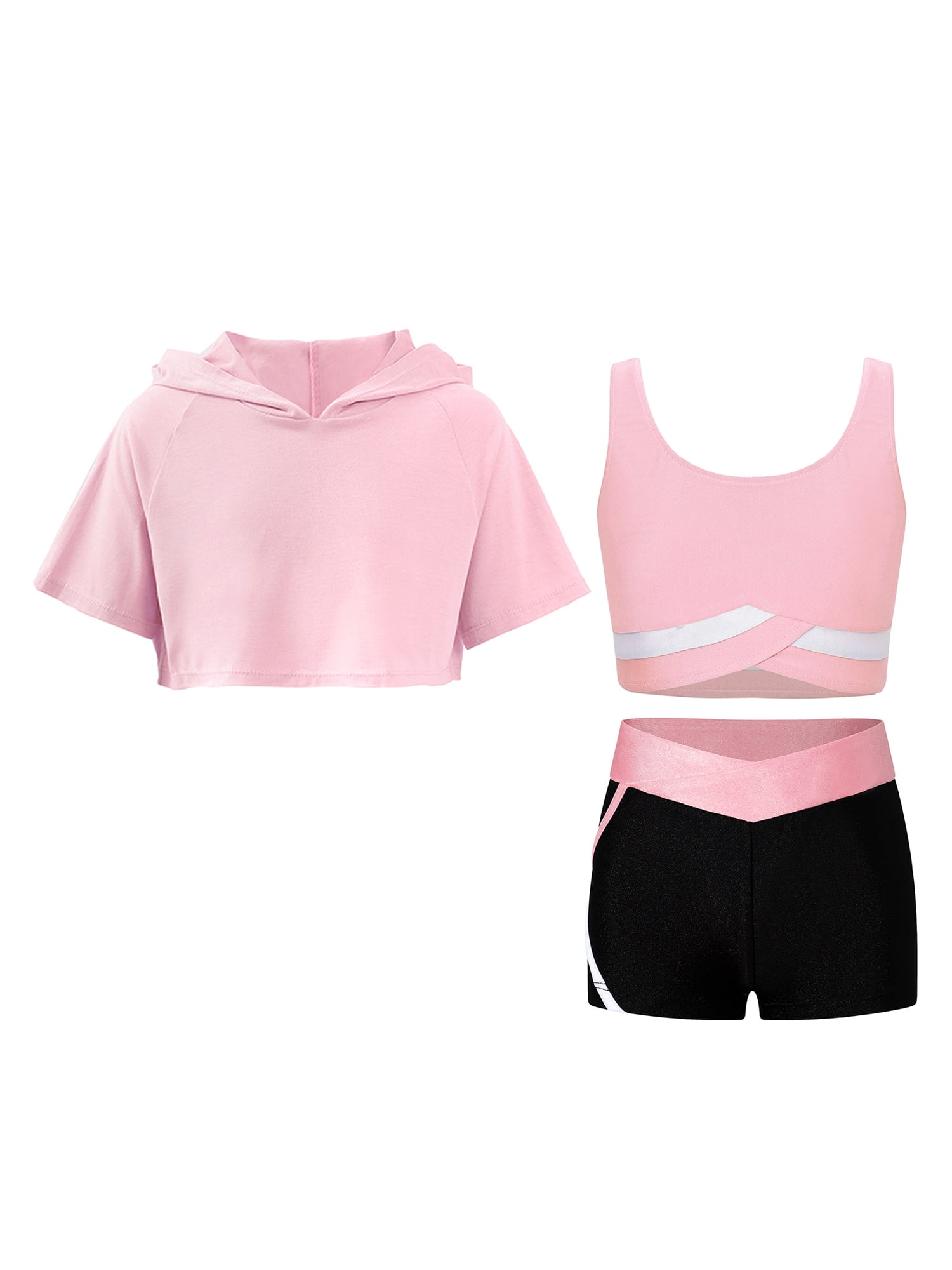 JanJean Kids Training Outfit Sport Tracksuit Girls Dance Crop Hoodie ...
