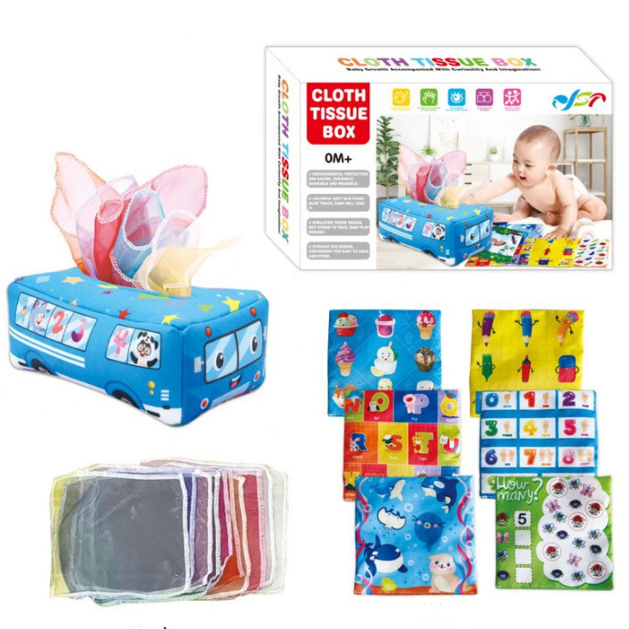 JanYoo Baby Tissue Box Toy,Montessori Toys 6 to 12 Months Magic Tissue ...