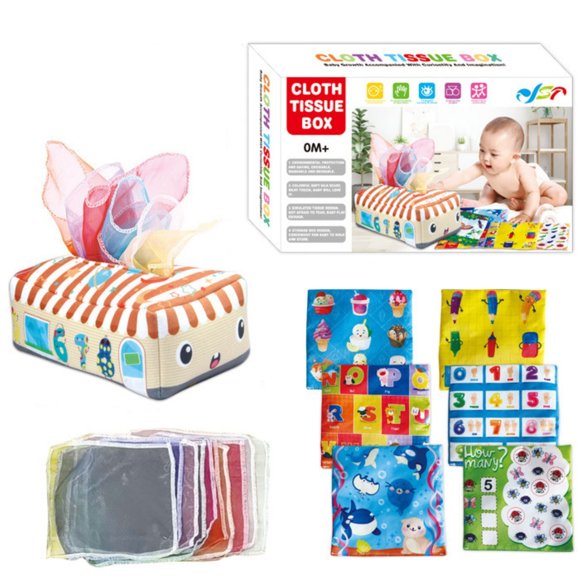 JanYoo Baby Tissue Box Toy,Montessori Toys 6 to 12 Months Magic Tissue ...