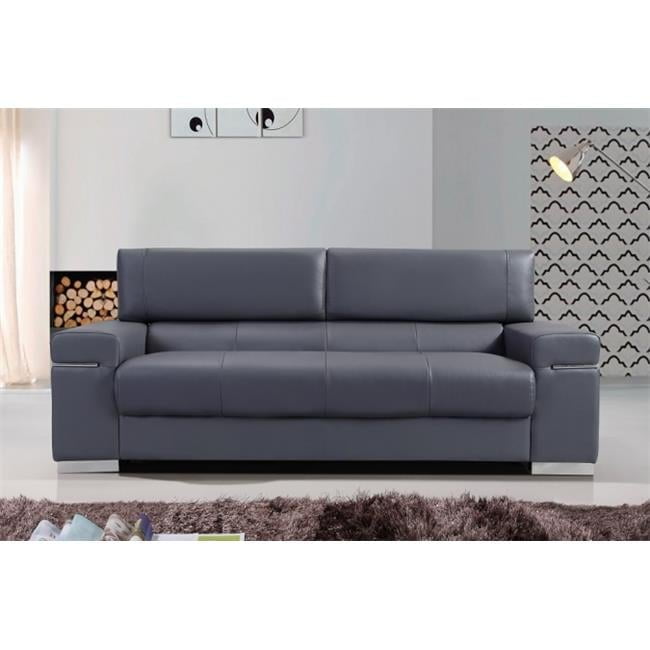 JandM Furniture Soho Sofa - Grey Leather - Walmart.com