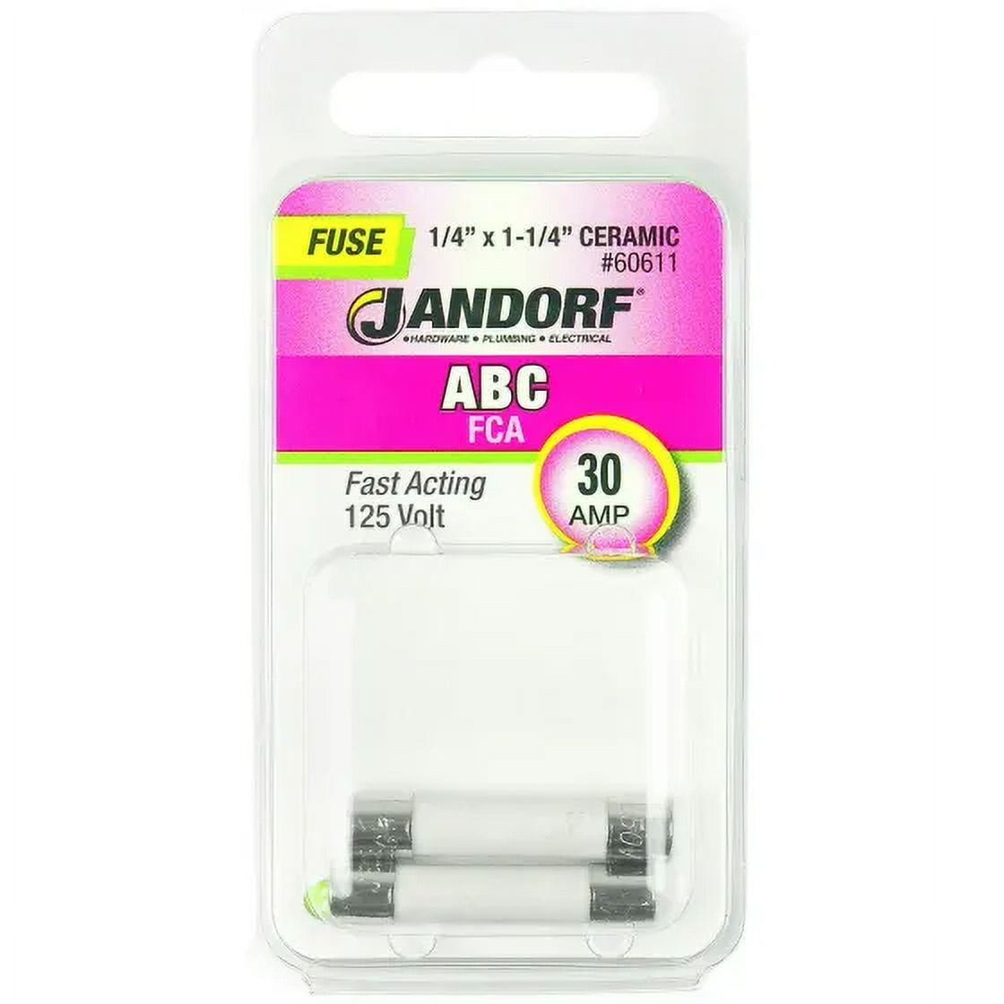 Jandorf 60611 30 Amp ABC Fast Acting Ceramic Fuses 2 Pack, Each ...