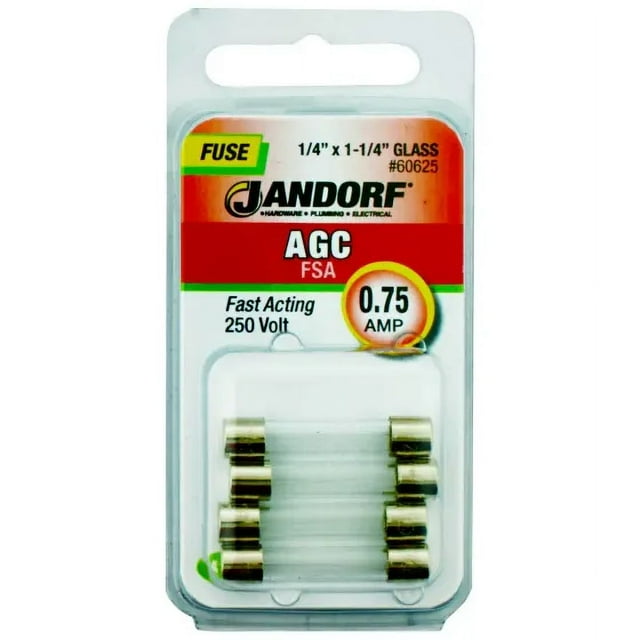 Jandorf 60625 3/4 Amp AGC Fast Acting Glass Fuses 4 Pack, Each ...