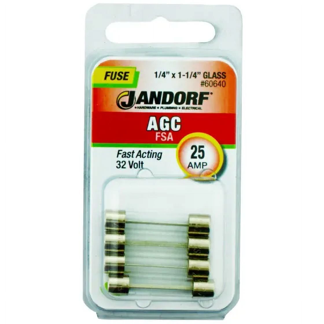 Jandorf 60640 25 Amp AGC Fast Acting Glass Fuses 4 Pack, Each - Walmart.com