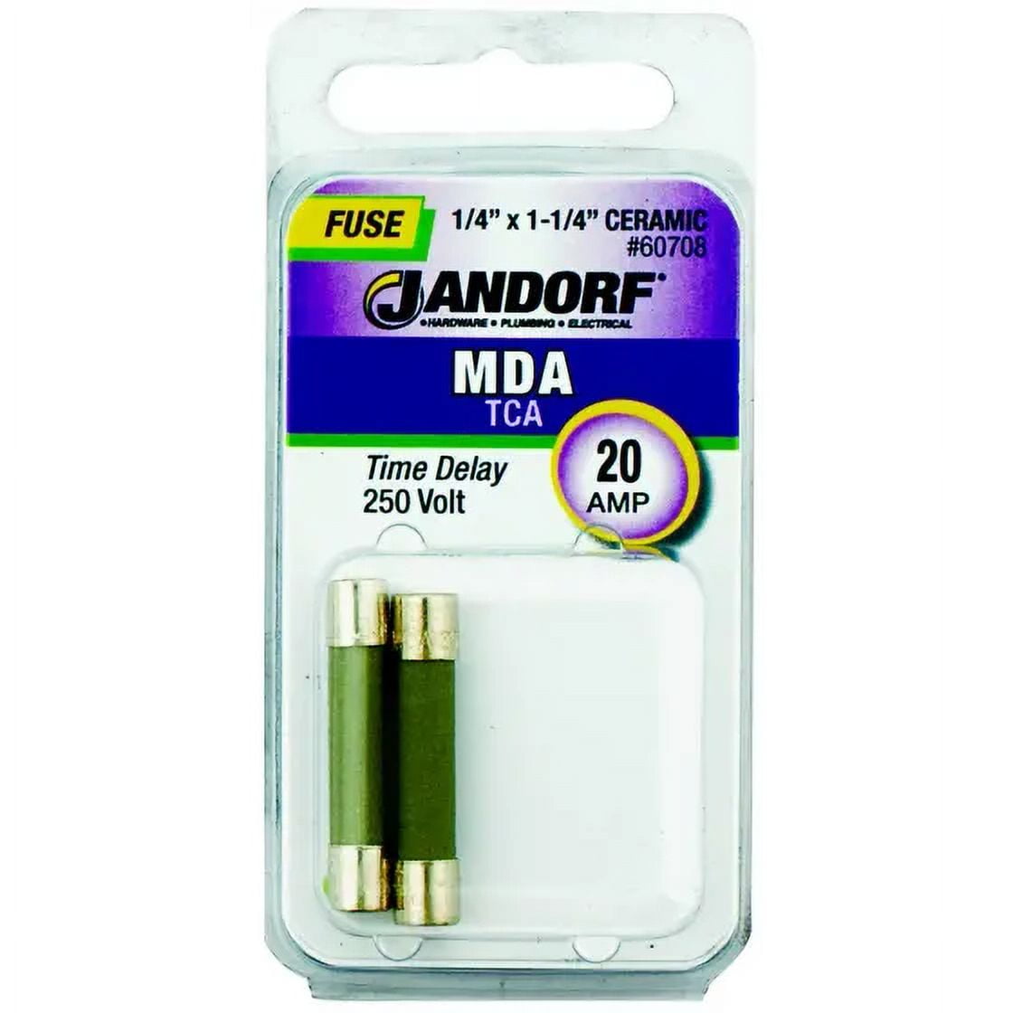 Jandorf 60708 20 Amp MDA Time Delay Ceramic Fuses 2 Pack, Each ...