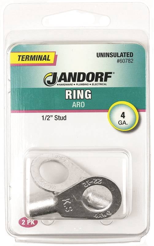 Jandorf 60782 Ring Terminal, 4 AWG Wire, 1/2 in Stud - Walmart.com