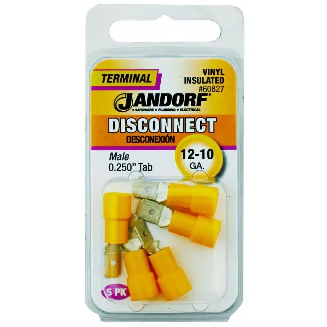 Jandorf 60827 Disconnect Male-1/4 Inch Tab Vinyl Insulated Wire Gauge ...
