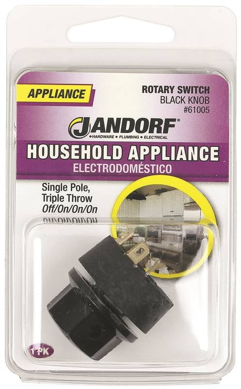 Jandorf 61005 Single Circuit Rotary Switch, 6.5 A, 125 V, TPST, Black ...