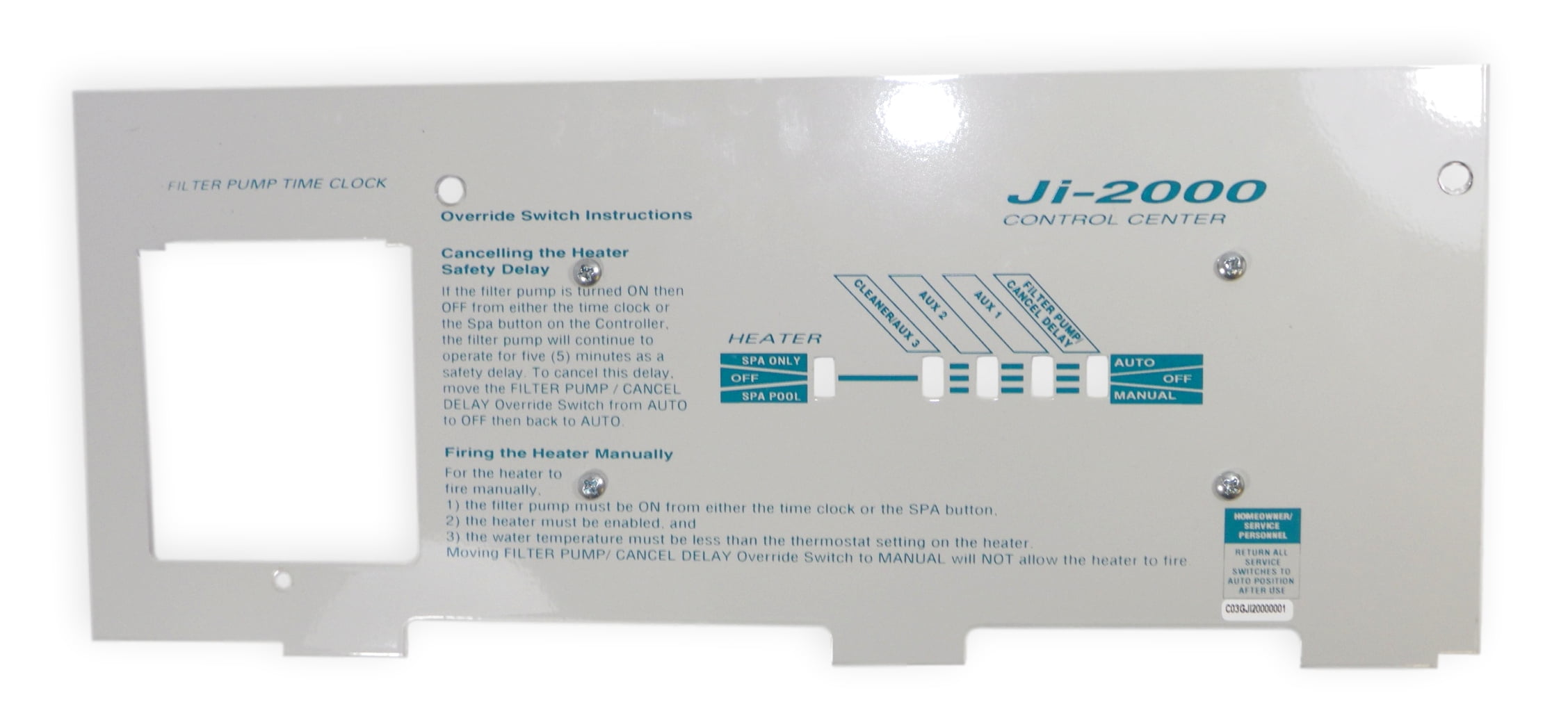 Jandy 5125 Power Center Low Voltage Panel for Jandy Ji2000 Control ...