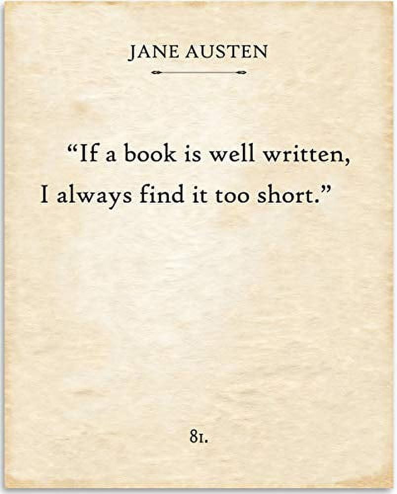 Jane Austen - If A Book Is Well Written - Book Page Quote Art Print ...