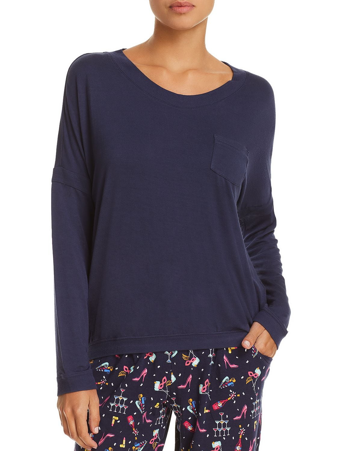 Jane & Bleecker New York Long-Sleeve Scoop Neck Tee Navy Size Large ...