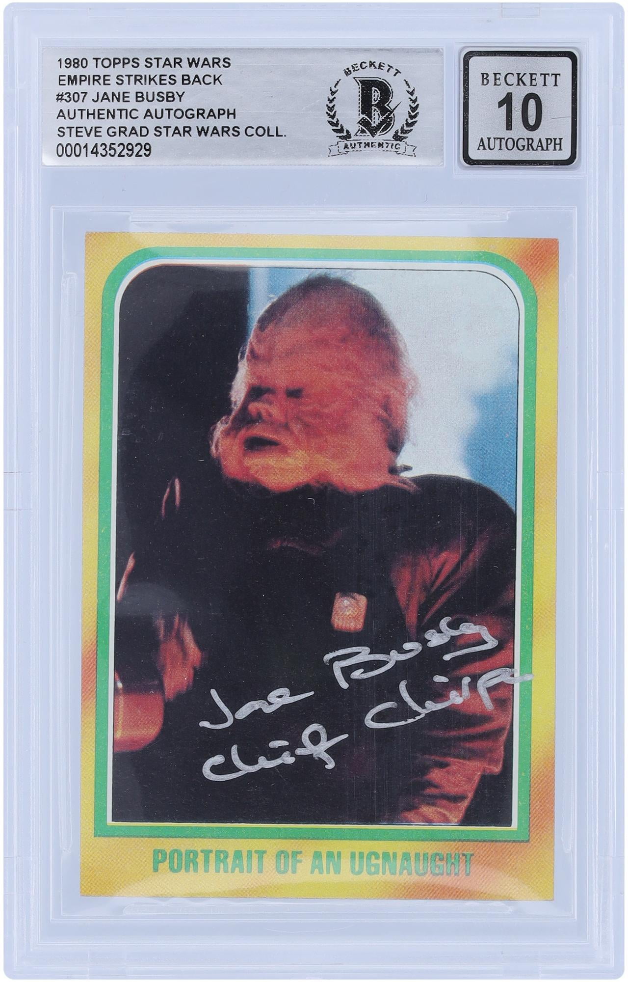 Jane Busby Star Wars Autographed 1980 Topps Empire Strikes Back #307 ...
