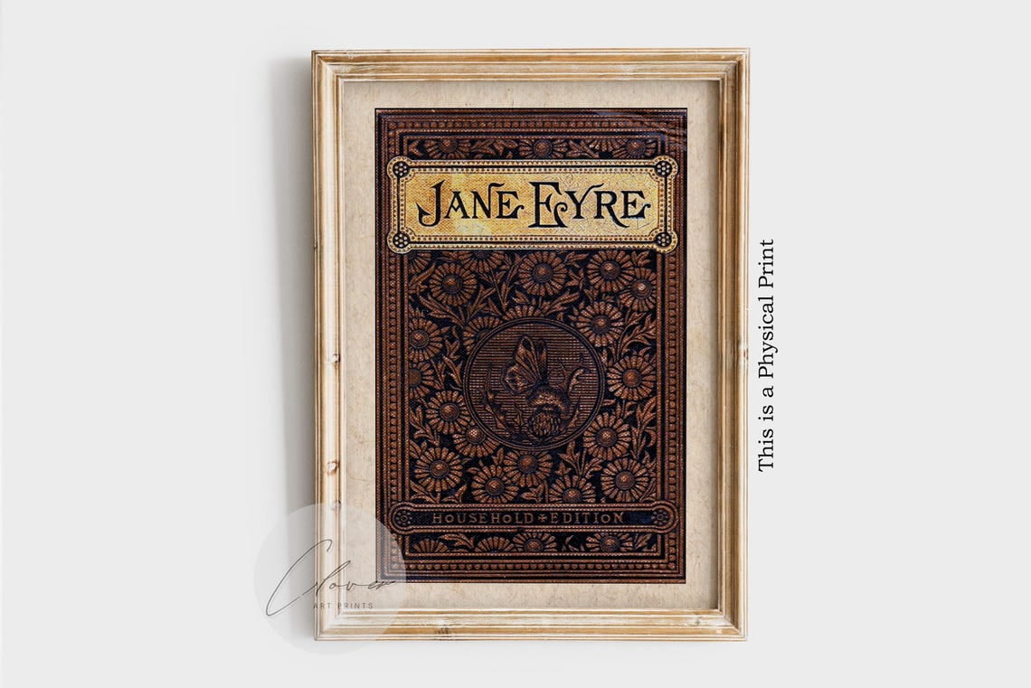 Jane Eyre Vintage Book Cover, Charlotte Brontë Art Print, Classic ...