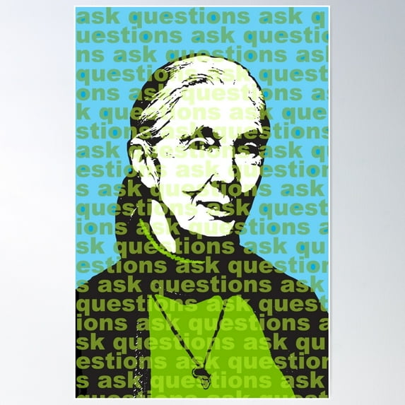 Jane Goodall: Ask Questions Poster Wall Art, Modern Wall Decor For ...