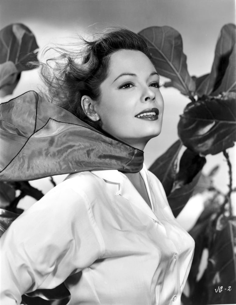 Jane Greer on a Long Sleeve Top with a Handkerchief on Neck Portrait ...