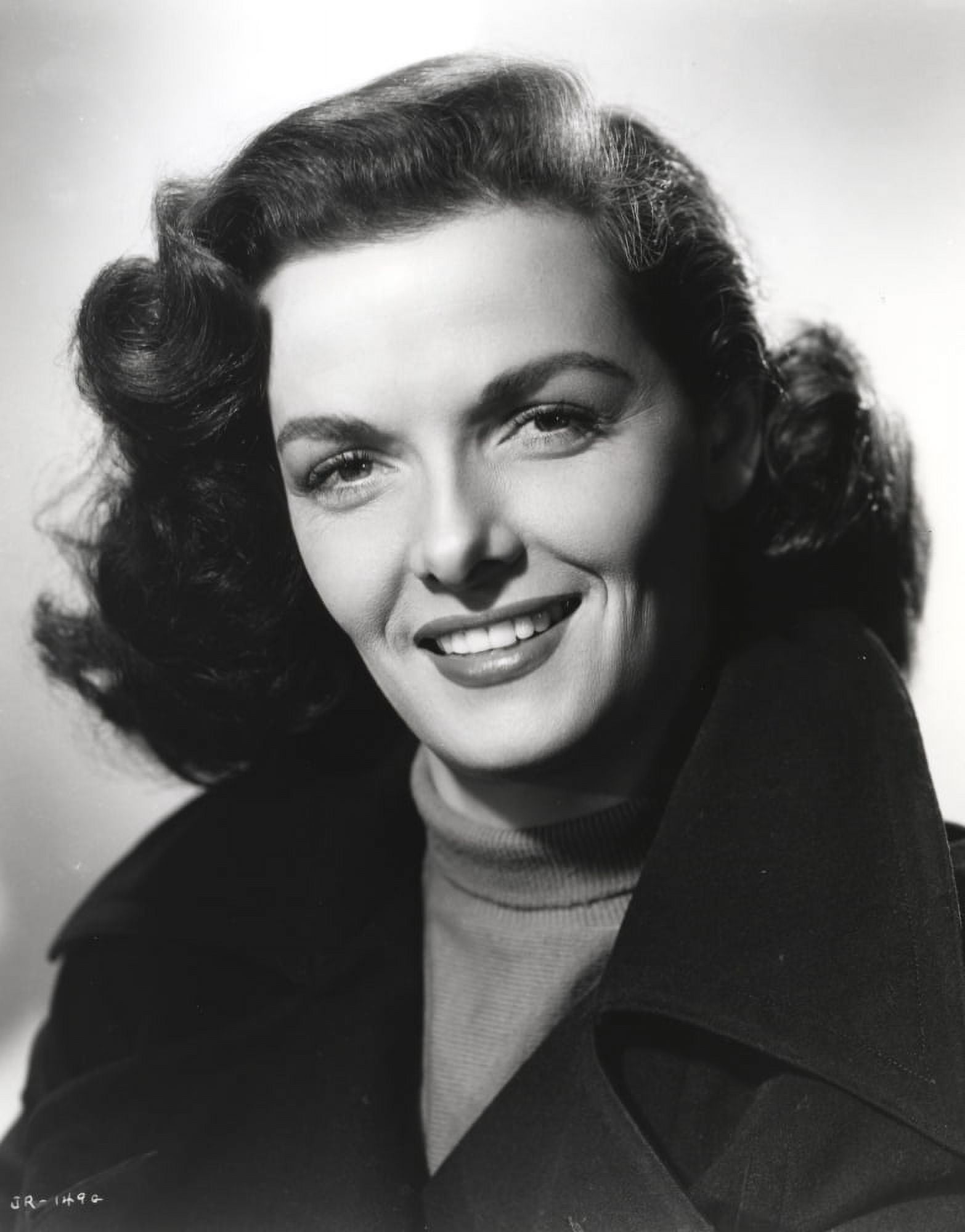 Jane Russell Portrait in Black Velvet Broad Collar Trench coat Photo ...