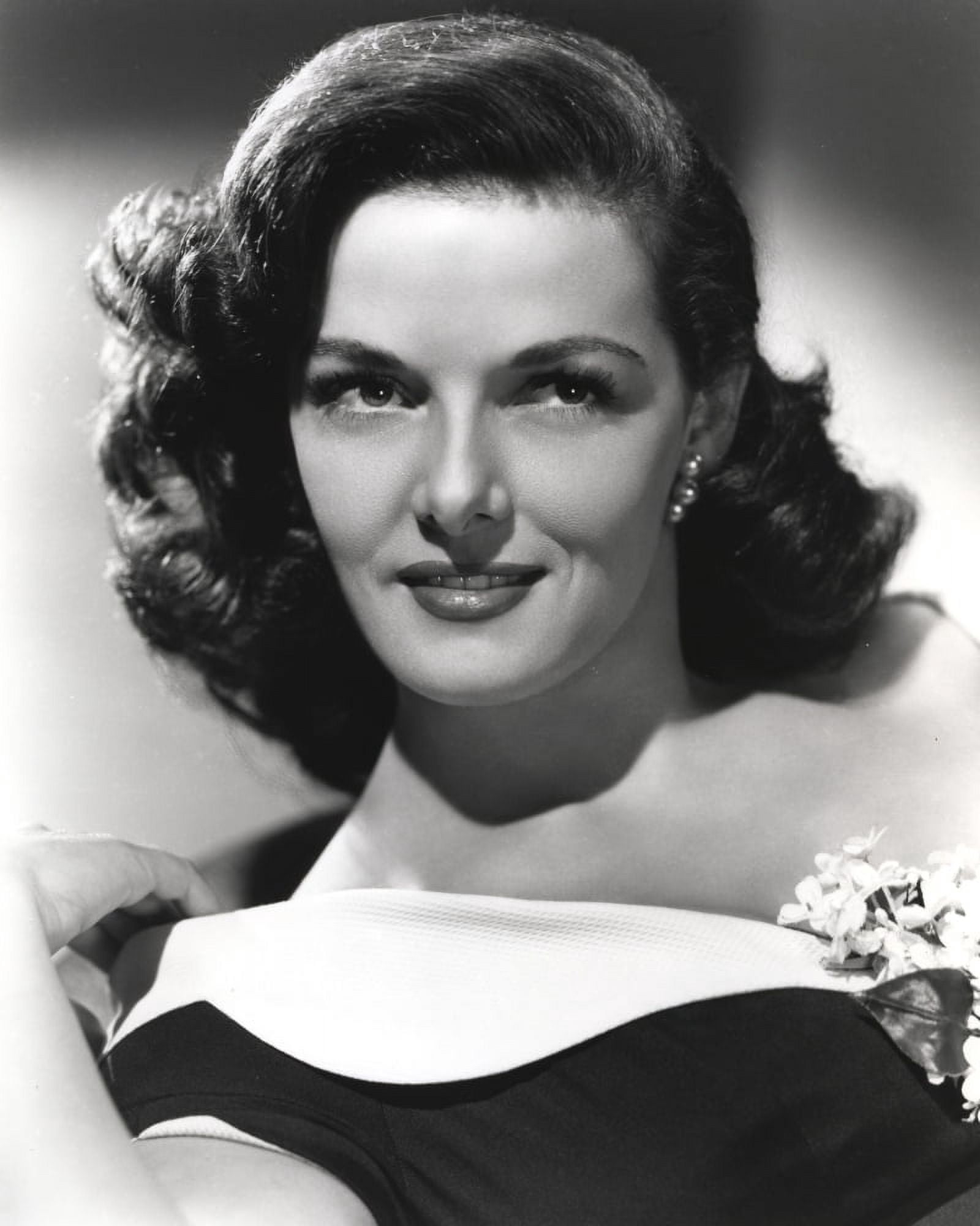 Jane Russell Portrait in Black Velvet Dress with White Collar and ...