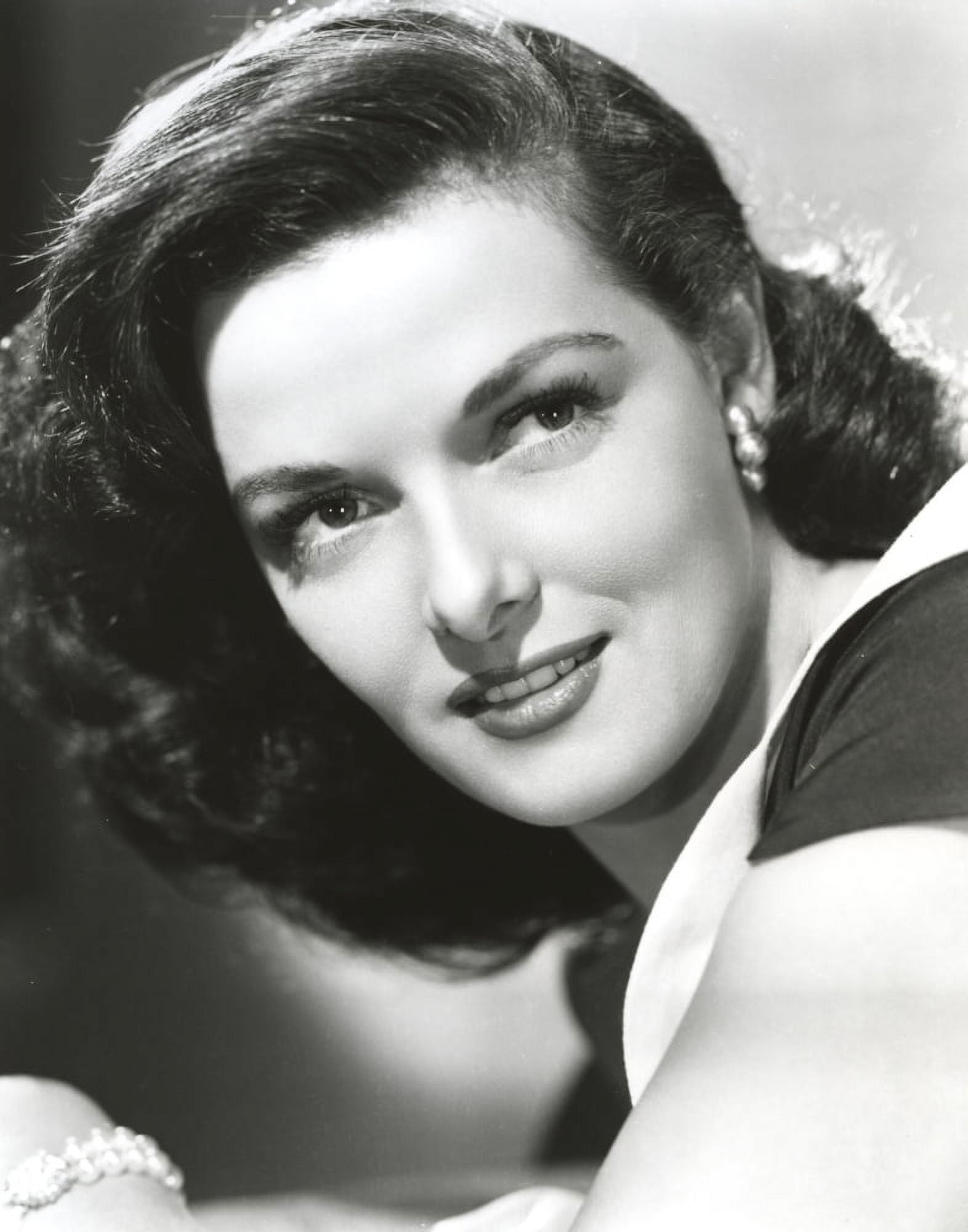 Jane Russell Portrait in Pearl Earring and Black Velvet Dress with ...