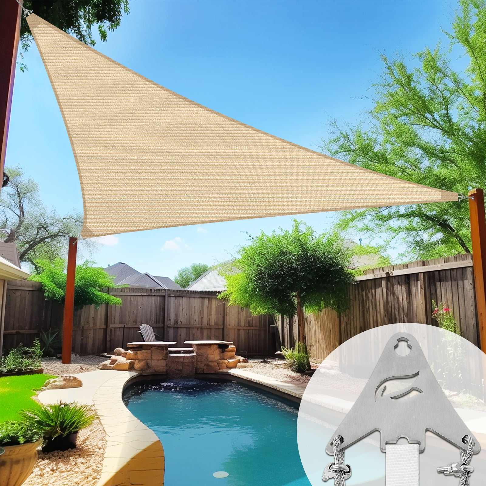 Jane Stone 20'X20'X20'Sun Shade Sail Canopy Steel Wire Rope Reinforced ...
