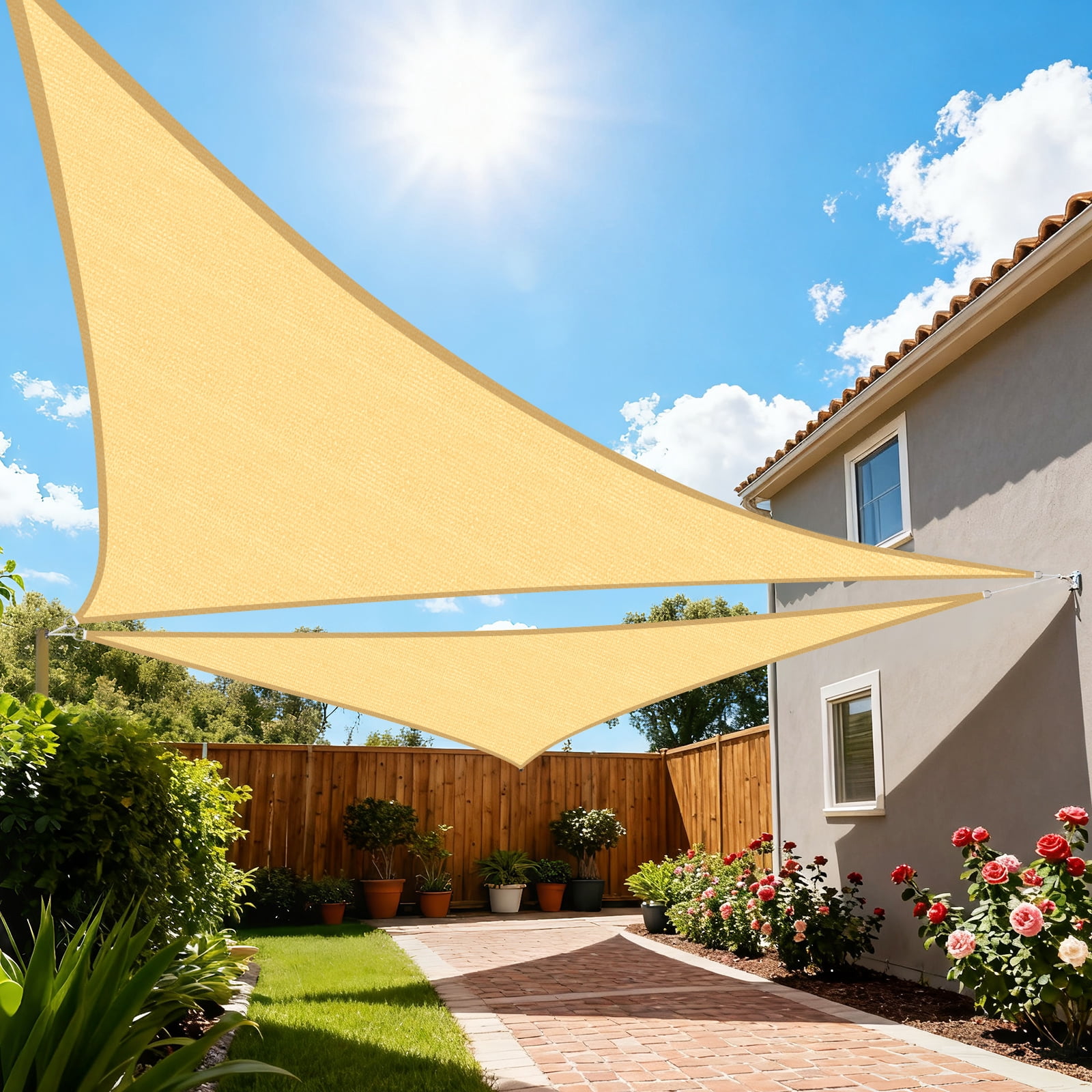Jane Stone 20'X20'X20' Sun Shade Sail Triangle Outdoor Canopy Cover UV ...