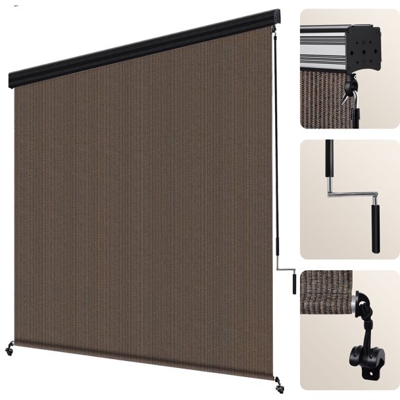 Keystone Fabrics Premium Motorized Outdoor Patio Sun Shade 8ft Wide ...