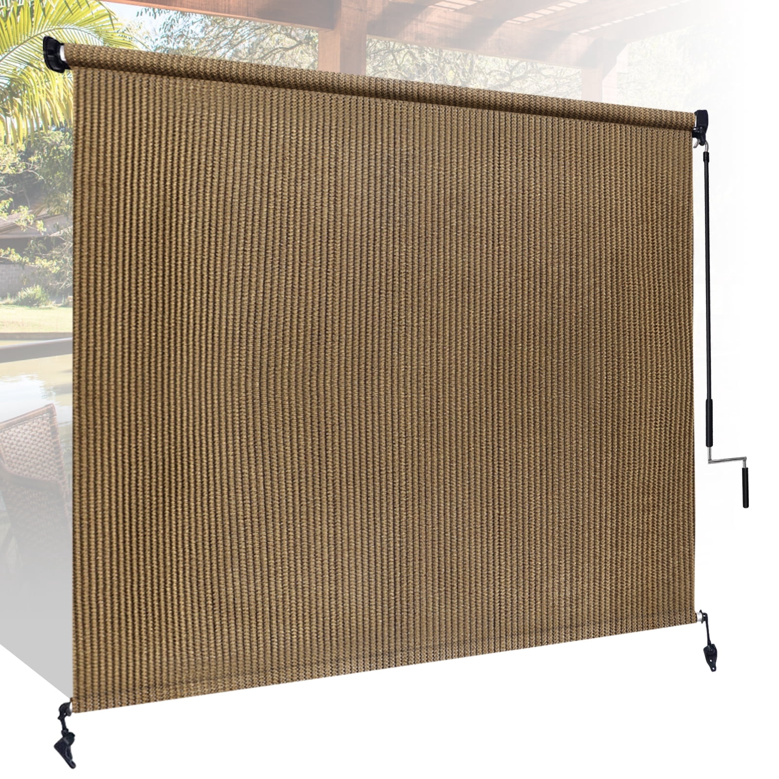 Jane Stone Outdoor Roller Shades 7'W x8'H Cordless Roll Up Blinds with ...