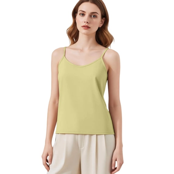 Jane Wardrobe Women's Ice Silk Camisole Tank Top Basic Solid Color Thin ...