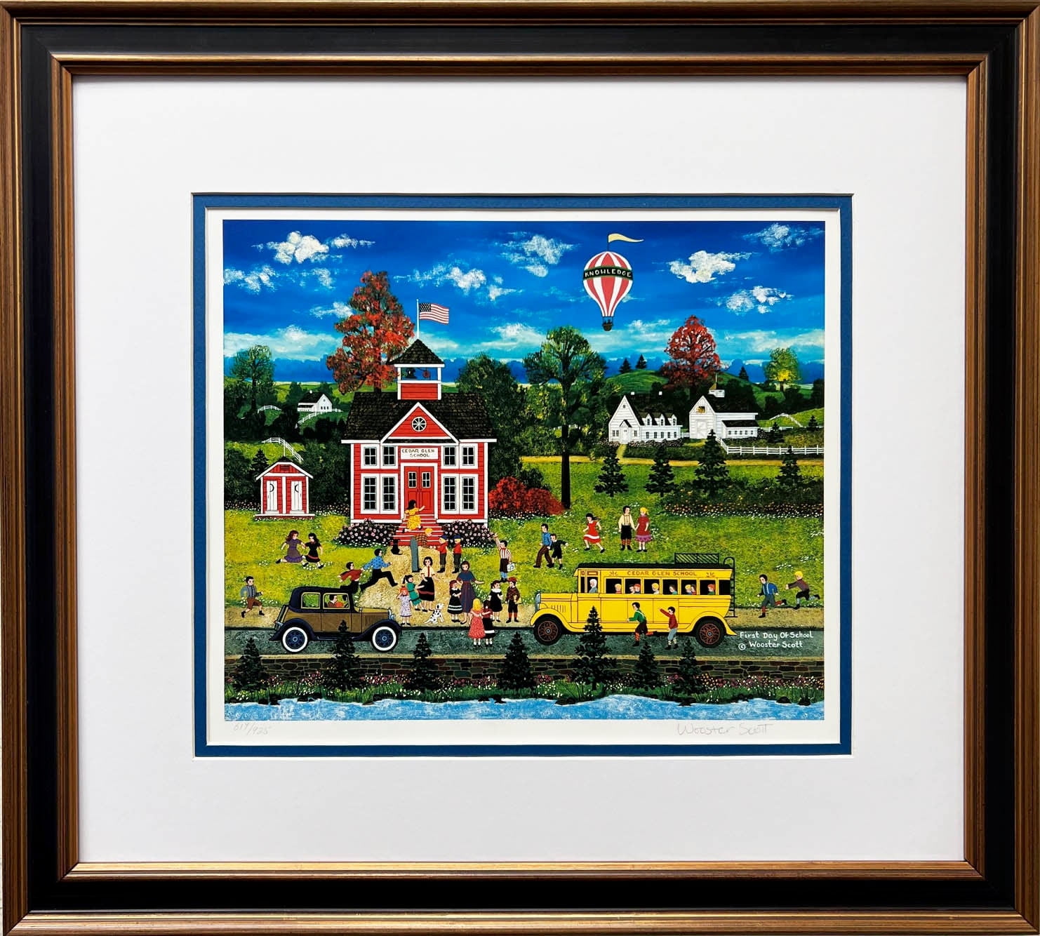 Jane Wooster Scott "First Day of School" CUSTOM FRAMED Lithograph Hand ...