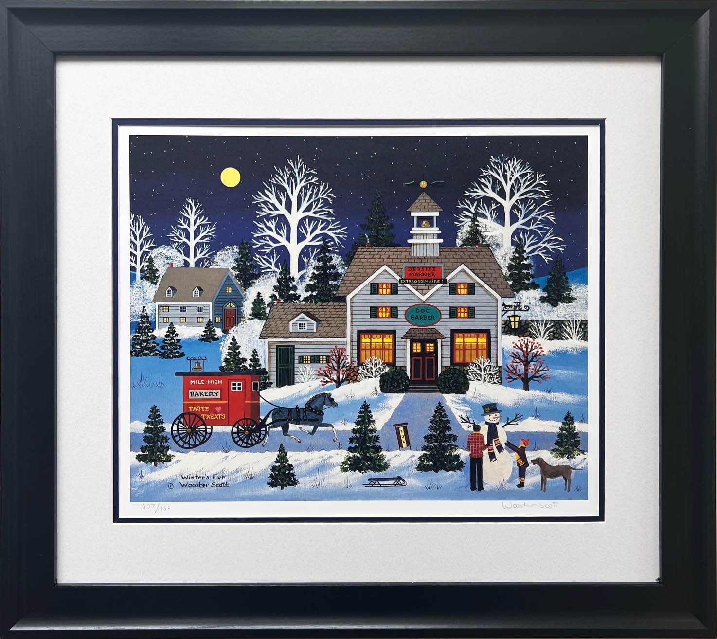 Jane Wooster Scott "Winters Eve" FRAMED ART Lithograph Hand Signed ...