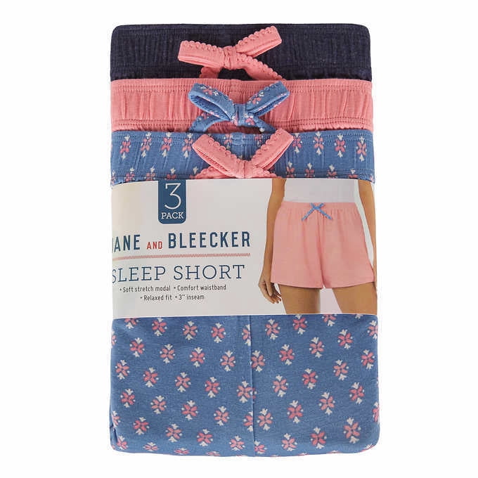 Jane and Bleecker Ladies' Sleep Short, 3-pack Size: XL, Color: Geo Blue ...