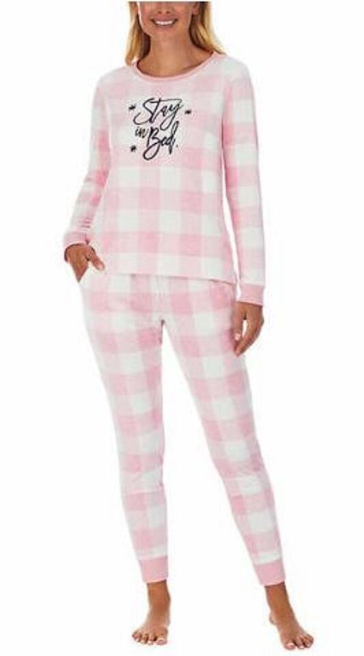 Jane and Bleecker Women's 2 Piece Cozy Silky Stretch Fleece Pajama Set ...