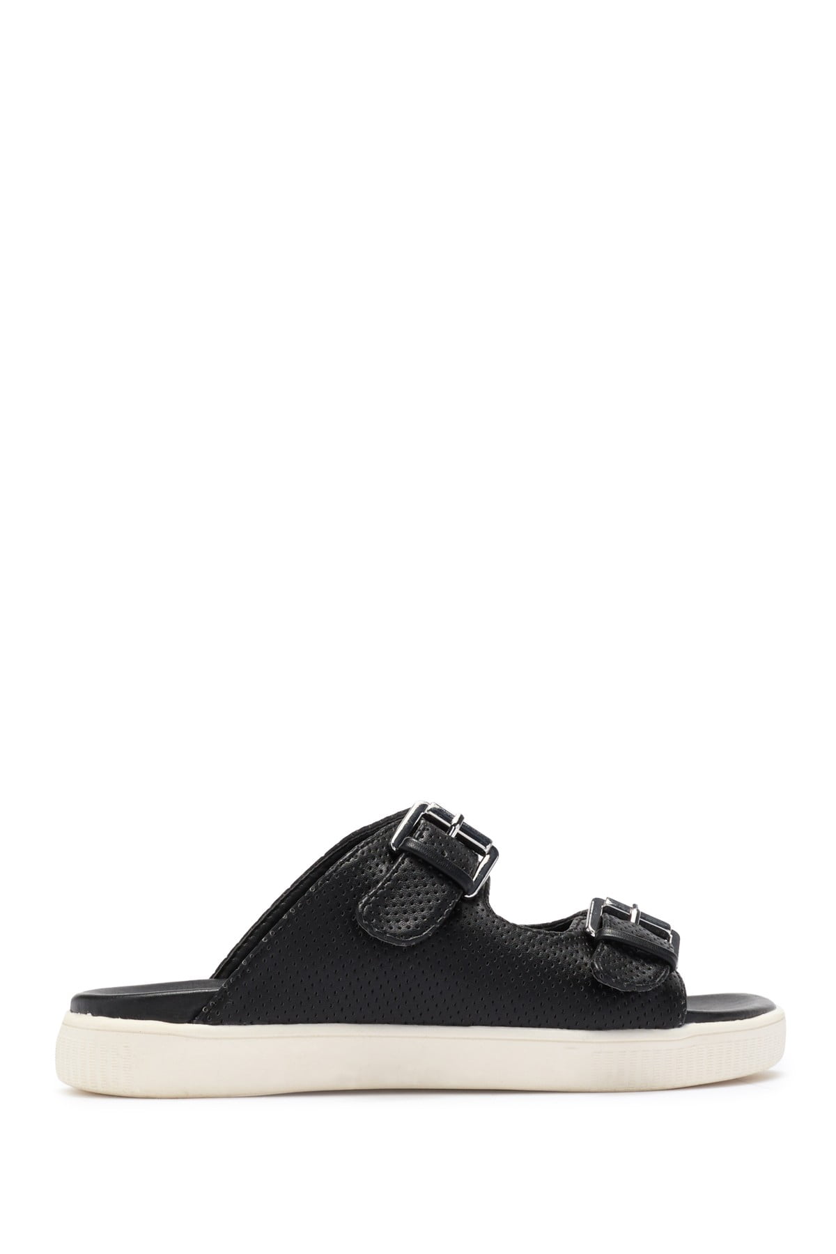 Jane and the Shoe JOEY Slide Sandal Black Slip On Slide Platform Wedge ...